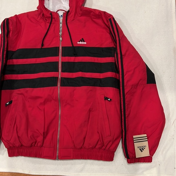 adidas | Jackets & Coats | Adidas Vintage 9s Moby Red Quilted Puffer ...